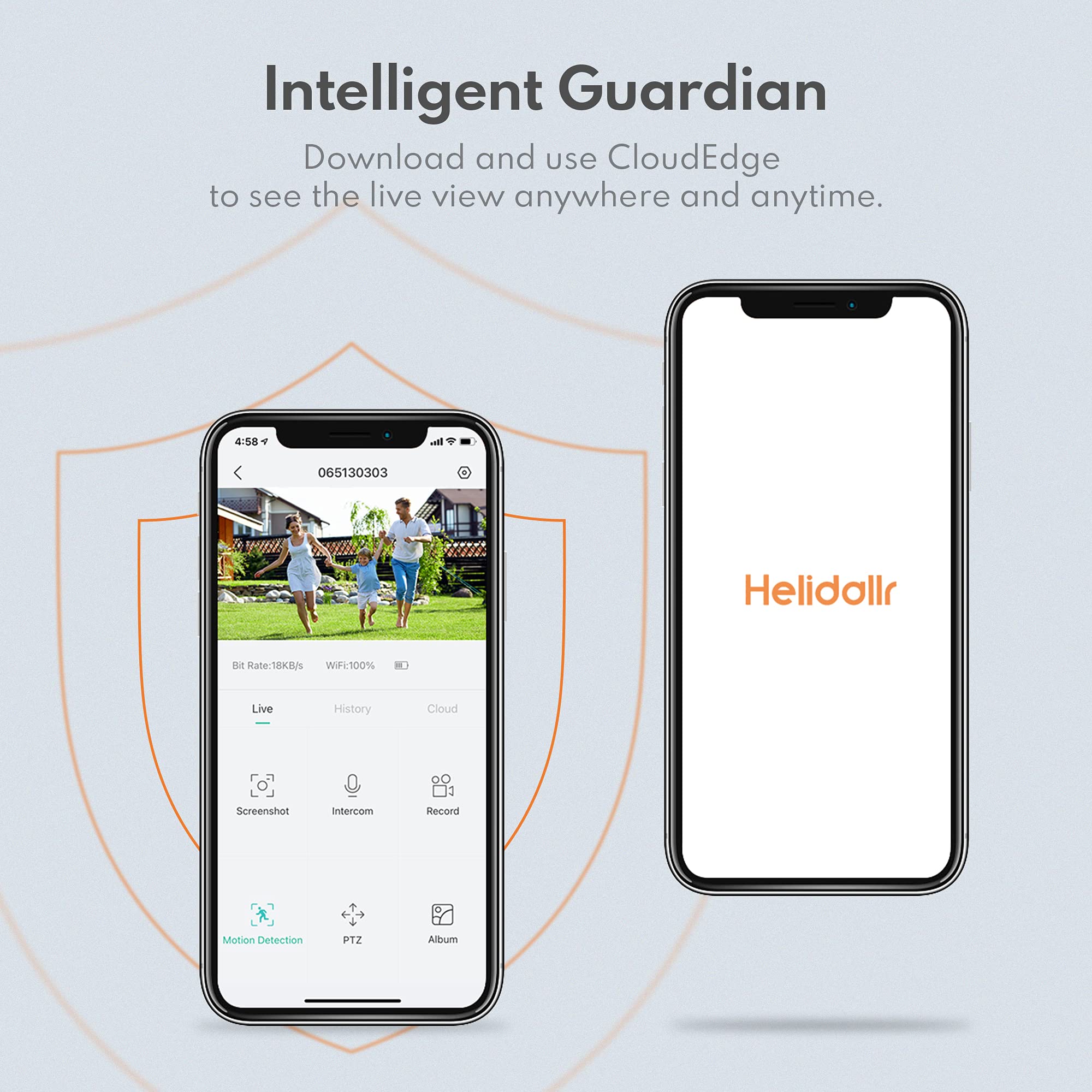 Helidallr Security Camera Outdoor, 355° PTZ Camera 1080P WiFi Wireless Indoor Cameras for Home Security 15000mAh Security Cameras with IP66 Waterproof, Night Vision, AI & PIR Detection, Two-Way Audio