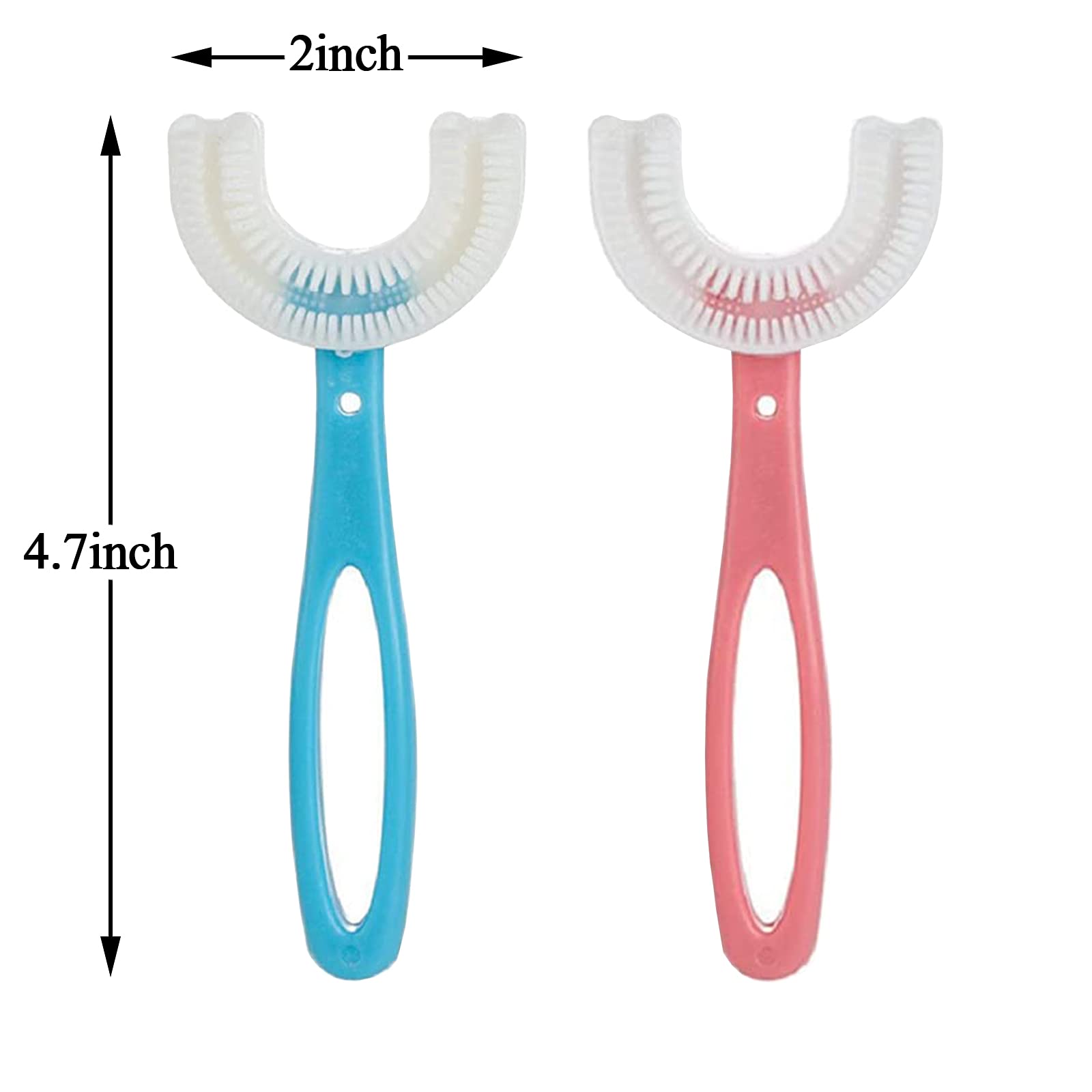 QPEY 2 Pcs Kids U- Shaped Toothbrush, Soft Silicone Brush Rounded Kids U Shape Toothbrush for Cleaning Teeth