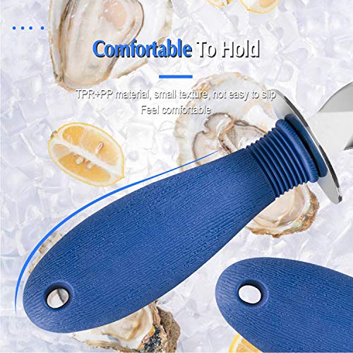 Awxlumv Oyster Knife Shucker Large Handle Seafood Opening Ark Shell, and Other Shellfish Tool Blue 2 Pcs Kit