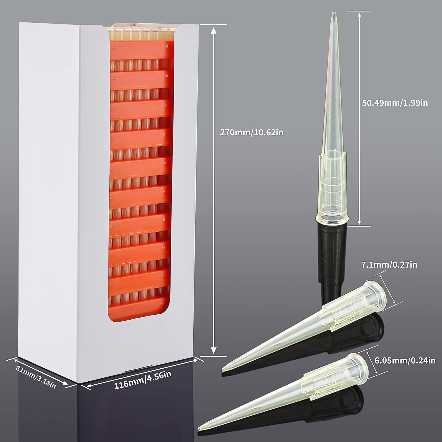 Four E's Scientific 200ul Pipettor Tips Universal Pipette Tips Racked Sterile Non-pyrogenic DNAse/RNAse Free Autoclavable 10 Layers, 960 pcs/Box