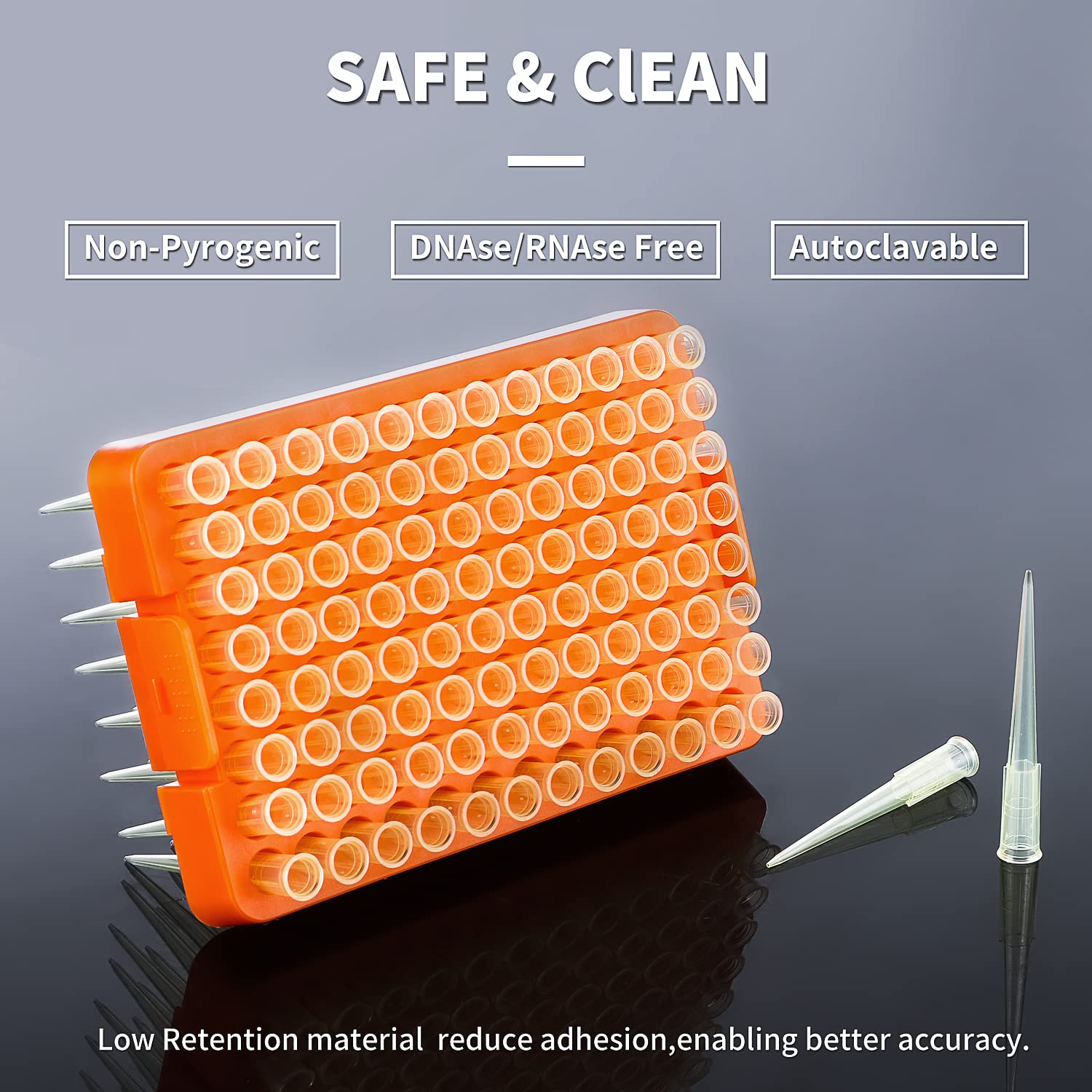 Four E's Scientific 200ul Pipettor Tips Universal Pipette Tips Racked Sterile Non-pyrogenic DNAse/RNAse Free Autoclavable 10 Layers, 960 pcs/Box