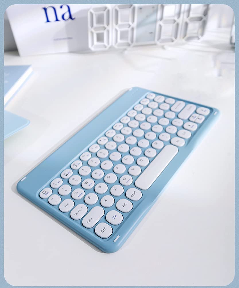 Keyboard Case for iPad Mini 7th/6th Generation 8.3 Inch, Case for iPad Mini 7 A17 Pro/Mini6 Keyboard with Mouse, Cute Round Key Detachable Keyboard Case with Pencil Holder, Pink