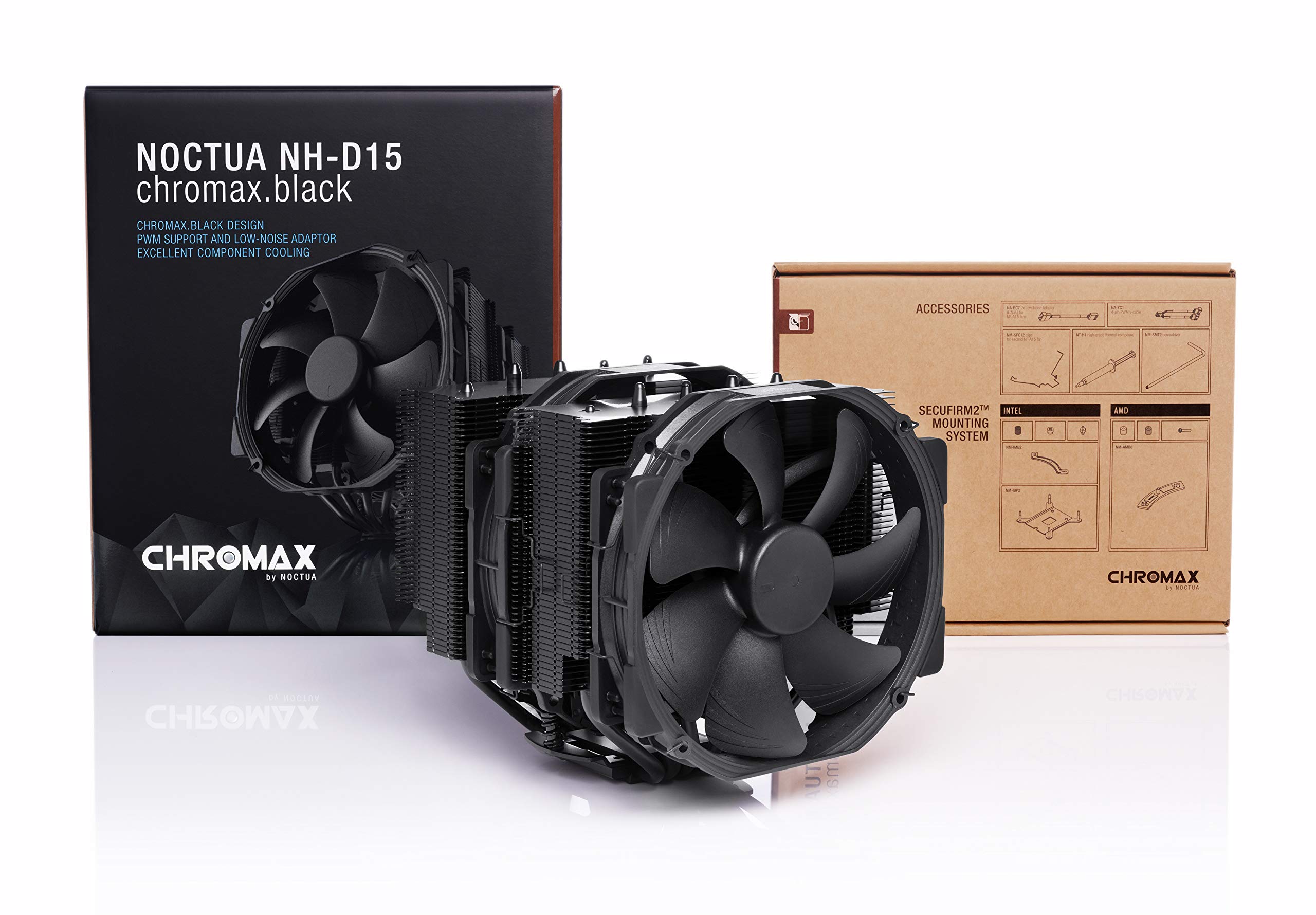 Noctua NH-D15 chromax.Black CPU Cooler with NA-HC3 chromax.Black.swap Heatsink Covers