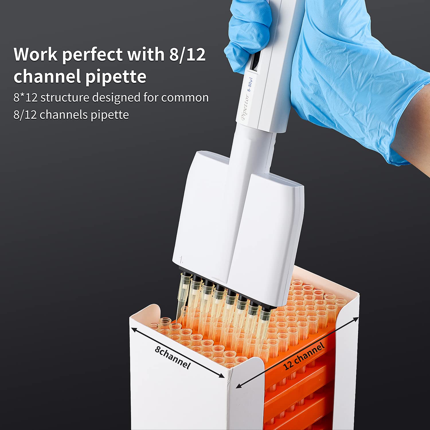 Four E's Scientific 200ul Pipettor Tips Universal Pipette Tips Racked Sterile Non-pyrogenic DNAse/RNAse Free Autoclavable 10 Layers, 960 pcs/Box