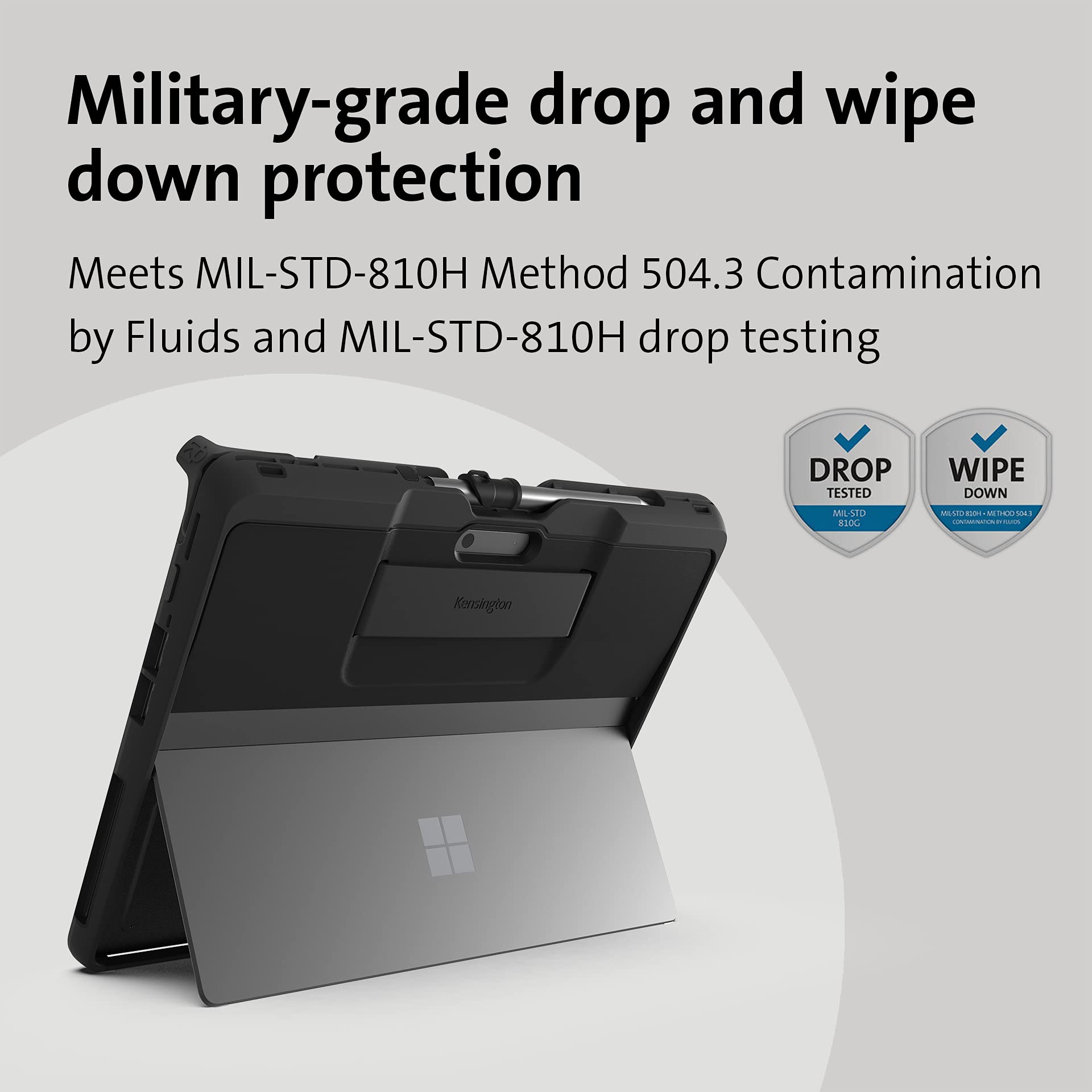 Kensington Blackbelt Rugged Case for Surface Pro 8 (13"), Military-Grade Protection, with Pen Holder - Black (K97581WW)