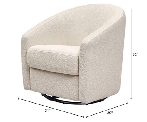 Home Square Fabric Upholstered Swivel Glider in Ivory Boucle (Set of 2)