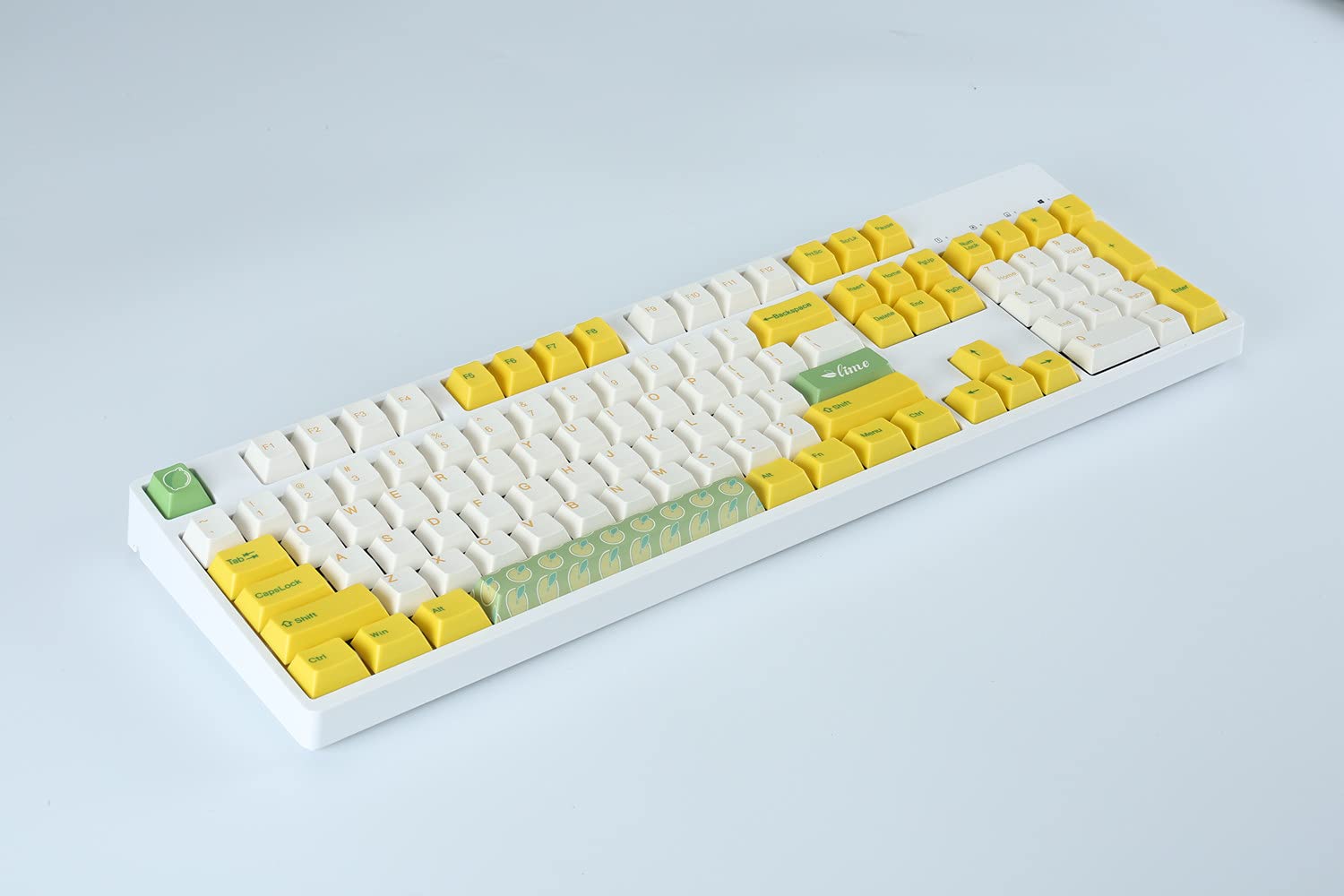 104 + 27 Keycap Set, Dye-Sublimation PBT Keycaps, Cherry Profile Custom Keycaps for DIY Cherry MX Mechanical Gaming Keyboards, Lemon Lime