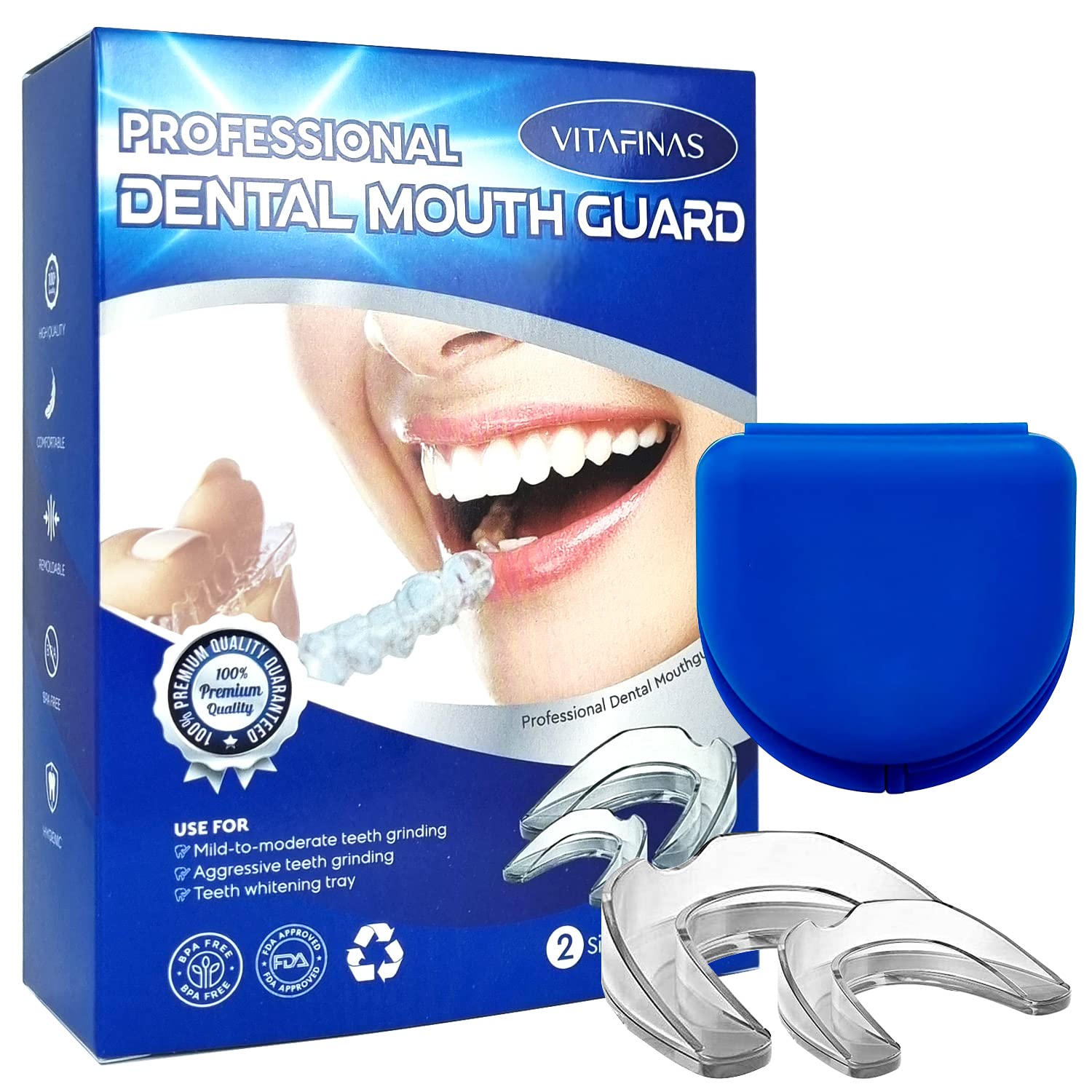 Mouth Guard for Grinding Teeth, Moldable Dental Guard, Professional Mouth Grinding Guard, Night Guard Comfortable Custom Mold for Clenching, Bruxism, Whitening Tray & Sports Guard (6Pack, 2 Sizes)