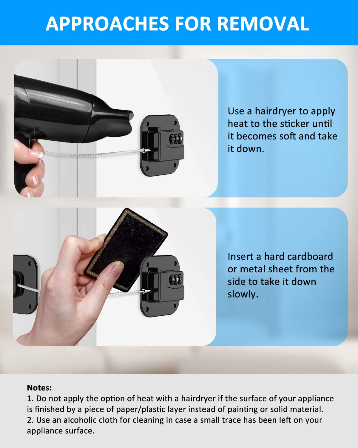 Cabinet Locks for Babies, Refrigerator Lock, 2 Pack DUOSI Fridge Lock Child Locks for Cabinets, Baby Proofing Safety Locks for Kitchen Cabinets and Drawers, Closets, Windows, Doors and More