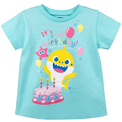 Pinkfong Baby Shark Birthday Toddler Girls T-Shirt Blue 3T