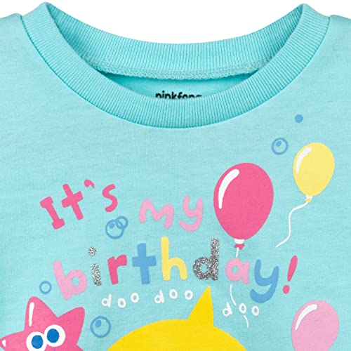 Pinkfong Baby Shark Birthday Toddler Girls T-Shirt Blue 3T