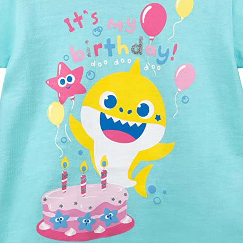 Pinkfong Baby Shark Birthday Toddler Girls T-Shirt Blue 3T