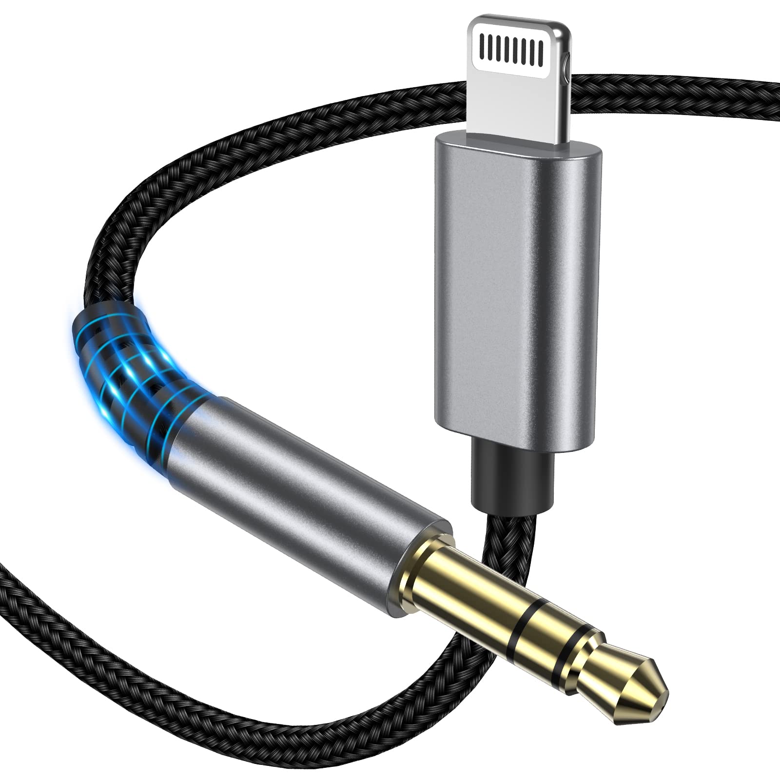 MOOU iPhone Aux Cord for Car, Apple MFi Certified Lightning to 3.5 mm Audio Cable, 6.6FT, Compatible with iPhone 14/13/12/11/X/XS/XR/8, Speaker Adapter