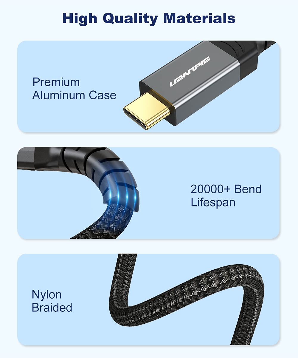 Uzanpie USB4 Cable Compatible with Thunderbolt 4/3, 40Gbps/6.6ft USB 4.0 Cable Support 100W 20V/5A Fast Charging, USB C to USB C Cable 8K@30Hz or Dual 4K@60Hz for Hub M-acbook External SSD eGpu