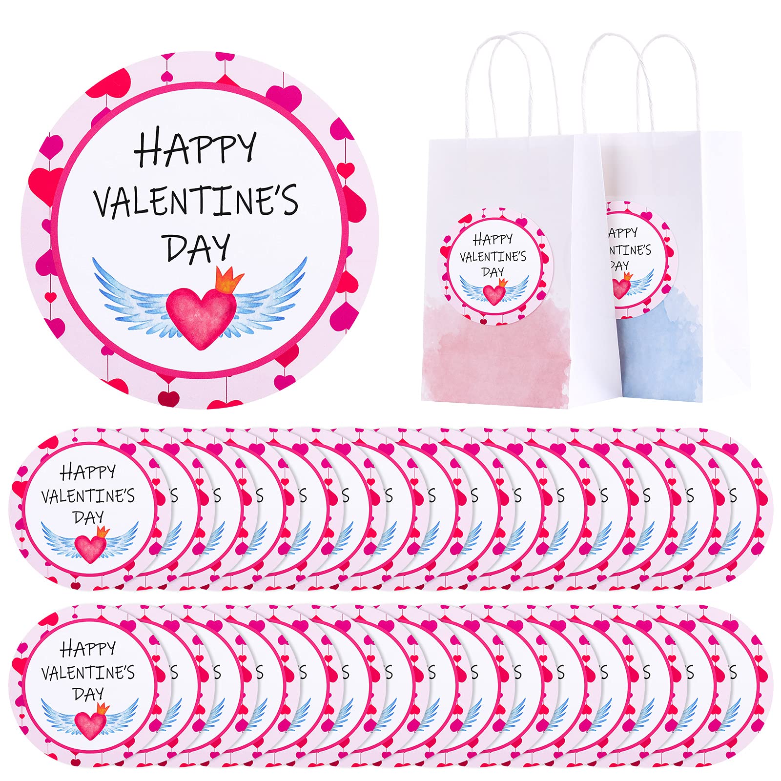 50 Pcs Valentine's Day Gift Stickers Valentines Stickers Round Valentines Labels Valentines Day Stickers for Envelopes Self Adhesive Love Decorative Stickers for Valentine Gift Wrap
