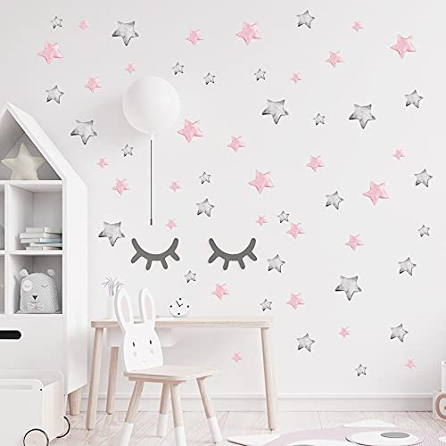 Stars Wall Stickers for Kids Baby Girl Room Decor Nursery Vinyl Mural Decal (Stars)