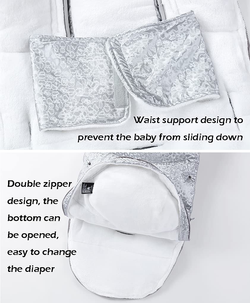 Pram Footmuff,Stroller Padded Footmuff Cover Cosy Toes,Baby Winter Foot Cover,Warmth,Windproof, Waterproof, Cold Resistant, Washable (Silver)