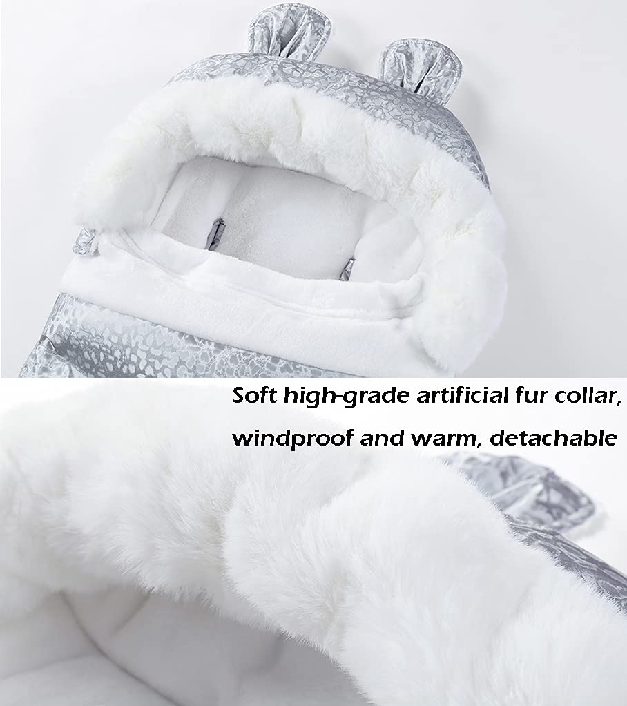 Pram Footmuff,Stroller Padded Footmuff Cover Cosy Toes,Baby Winter Foot Cover,Warmth,Windproof, Waterproof, Cold Resistant, Washable (Silver)