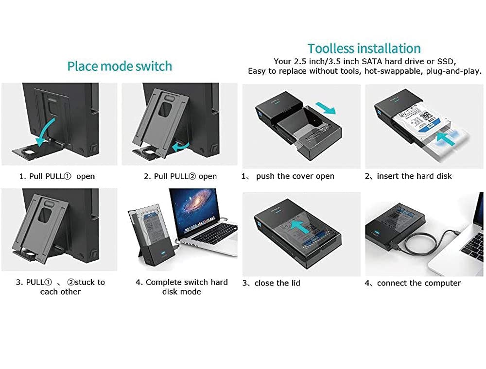 Avolusion HDDGear (HDDGU3-DS) USB 3.0 External Hard Drive Enclosure / HDD Docking Station for 2.5" SSD/HDD & 3.5" HDD - 2 Year Warranty