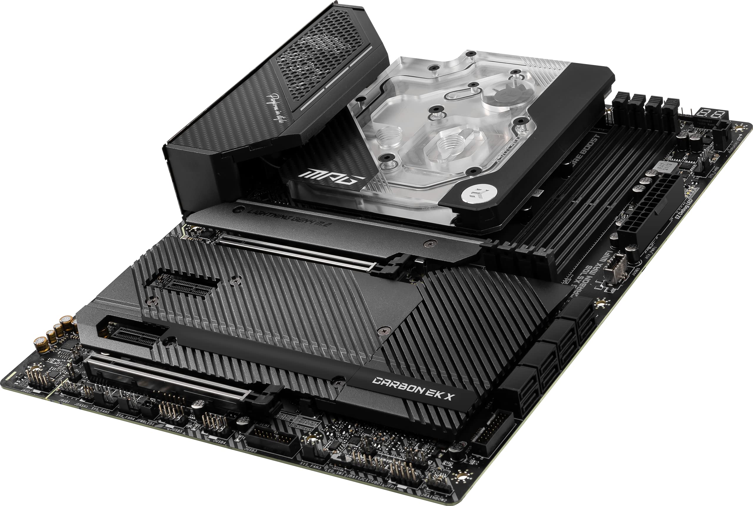 MSI MPG X570S CARBON EK X Gaming Motherboard (ATX, AMD, Socket AM4. DDR4, PCIe 4, CFX, M.2 Slots, Wi-Fi 6E)