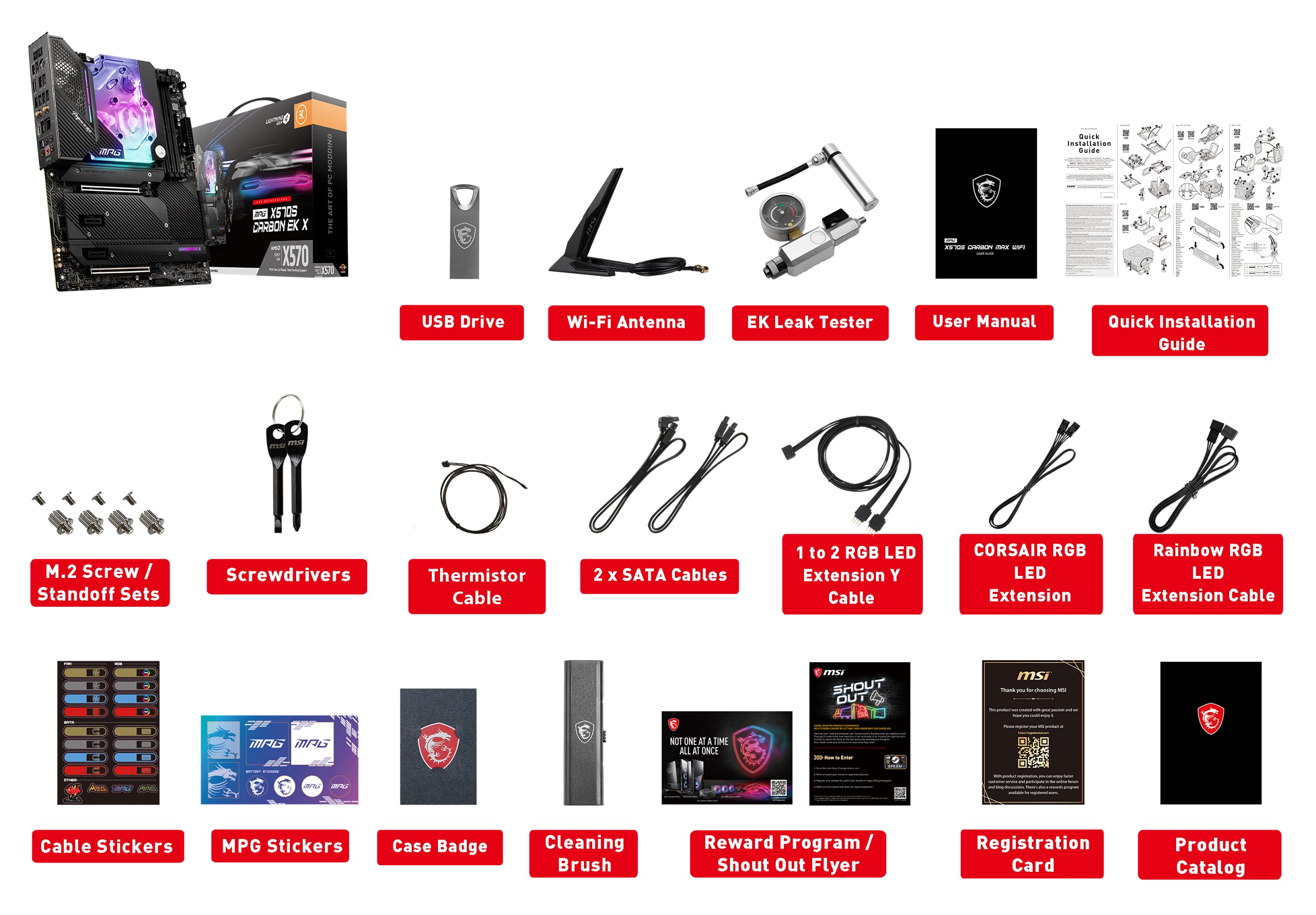 MSI MPG X570S CARBON EK X Gaming Motherboard (ATX, AMD, Socket AM4. DDR4, PCIe 4, CFX, M.2 Slots, Wi-Fi 6E)