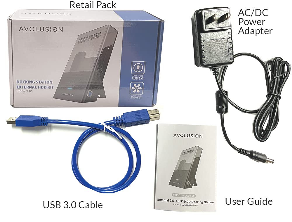 Avolusion HDDGear (HDDGU3-DS) USB 3.0 External Hard Drive Enclosure / HDD Docking Station for 2.5" SSD/HDD & 3.5" HDD - 2 Year Warranty