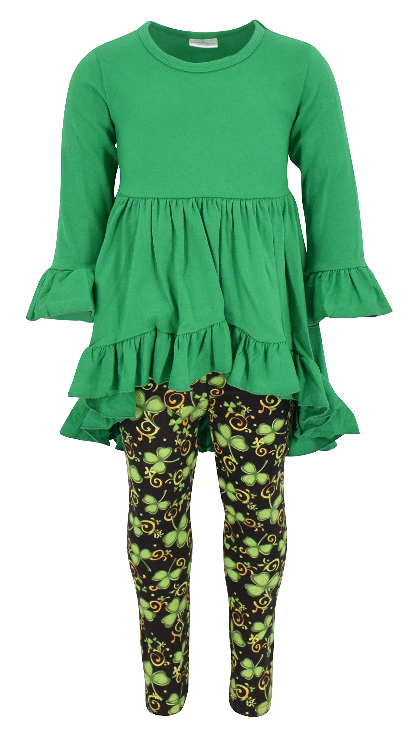 Unique Baby Girls St Patrick's Day Luck of the Irish Legging Set (10/5XL, Green)