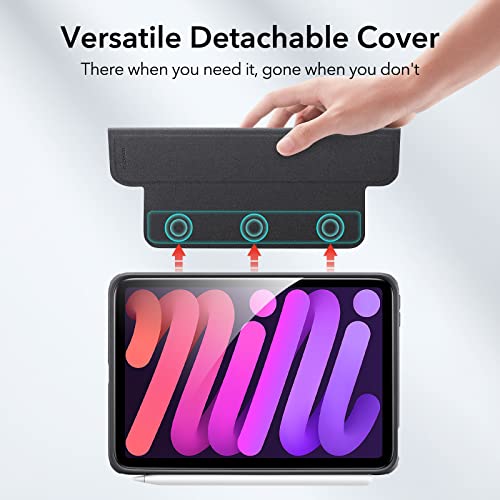 ESR for iPad Mini 7 Case (A17 Pro), iPad Mini 7th/6th Generation Case (2024/2021), Detachable Magnetic Cover, Hard Back, Auto Sleep/Wake, Vertical Stand, Supports Pencil Pro, Clear Black