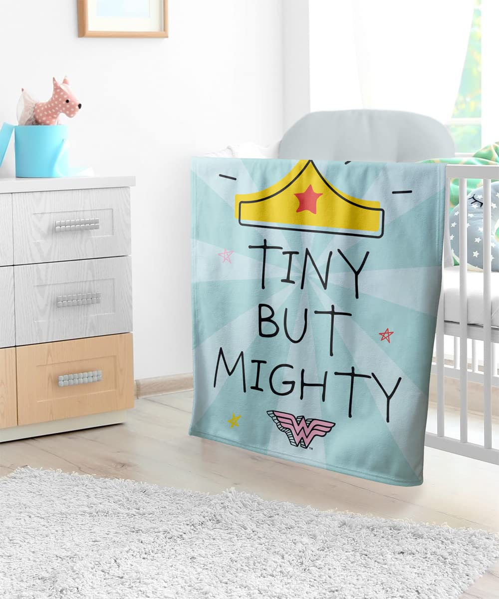 LOGOVISION Wonder Woman Lightweight Baby Blanket, 30"X40", Tiny But Mighty Unisex for Infants Girls & Boys