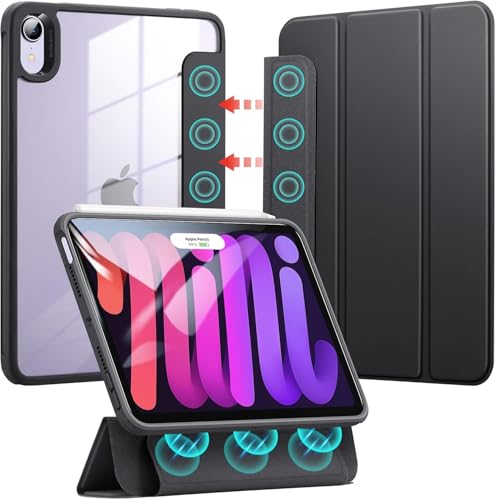 ESR for iPad Mini 7 Case (A17 Pro), iPad Mini 7th/6th Generation Case (2024/2021), Detachable Magnetic Cover, Hard Back, Auto Sleep/Wake, Vertical Stand, Supports Pencil Pro, Clear Black