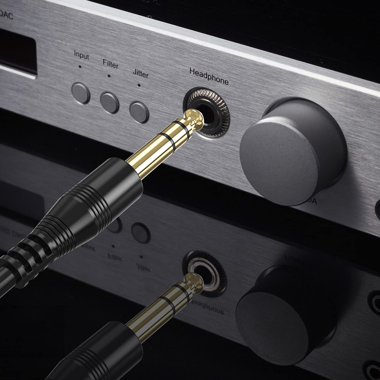 1/4 Splitter, 2 Pack 6.35mm TRS Stereo Headphone Male to 2 Female Splitter Cable, Quarter Inch Y Splitter Adapter UIInosoo for Headphone, Speaker, Guitar, Amplifiers, Mixer, 6 inch