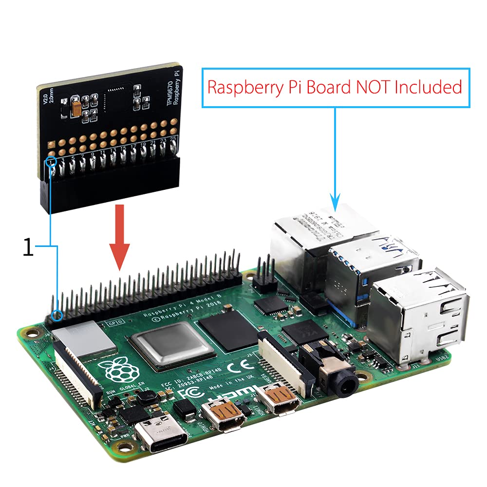 GeeekPi TPM2.0 Module for Raspberry Pi, TPM9670 Module Based on an Infineon Optiga™ SLB 9670 TPM 2.0,add-on GPIO TPM Module Compatible with All Raspberry Pi Models