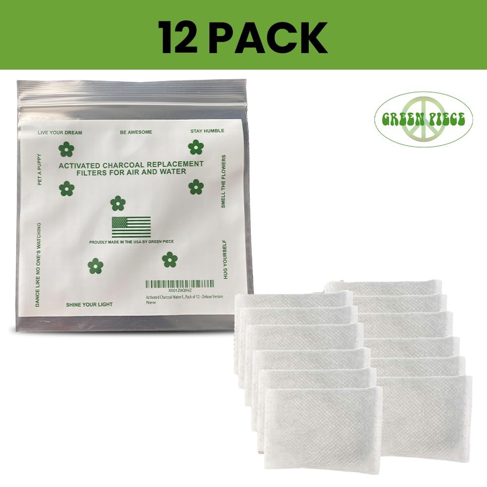 Green Piece® 12 Pack - Overstuffed - All-Natural Baby Diaper Pail Deodorizer | Activated Charcoal Air Purifier Compatible with Diaper Pails, Shoe Closets, Trash Cans, Pets - Made in The USA