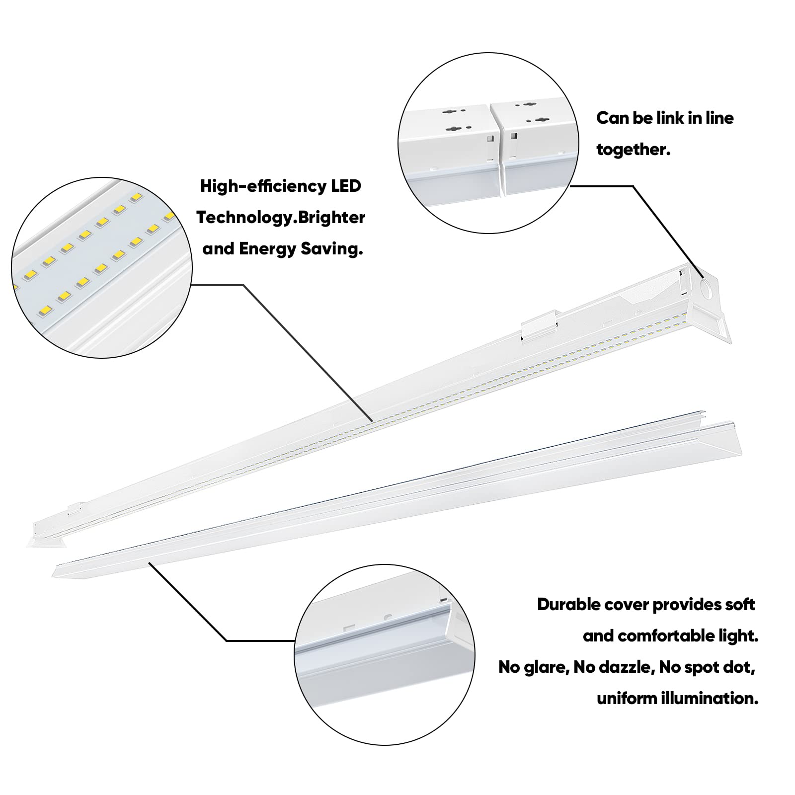AntLux 8FT LED Shop Light 110W LED Strip Lights, 1-10V Dimmable, 12000 Lumens, 5000K, 8 Foot LED Linear Light Fixture for Warehouse Garage Workshop Supermarket, 8β Fluorescent Tube Replacement, 2 Pack
