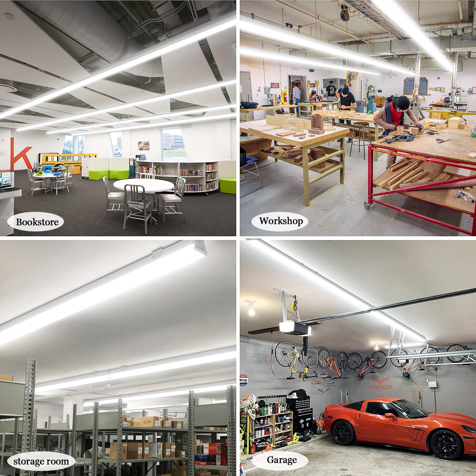 AntLux 8FT LED Shop Light 110W LED Strip Lights, 1-10V Dimmable, 12000 Lumens, 5000K, 8 Foot LED Linear Light Fixture for Warehouse Garage Workshop Supermarket, 8β Fluorescent Tube Replacement, 2 Pack