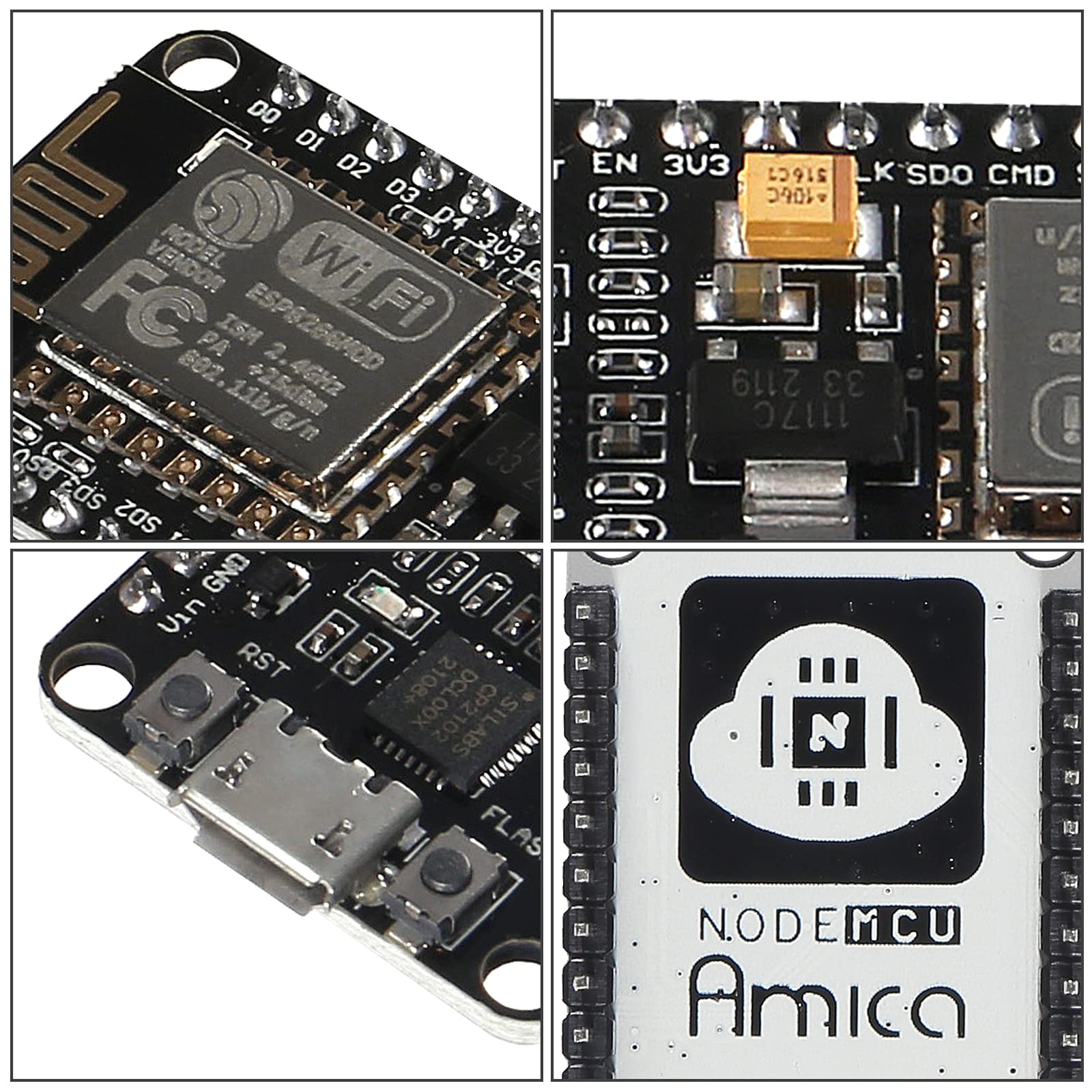 MELIFE 5pcs ESP8266 NodeMCU CP2102 ESP-12E Internet WiFi Development Board Open Source Serial Wireless Module.