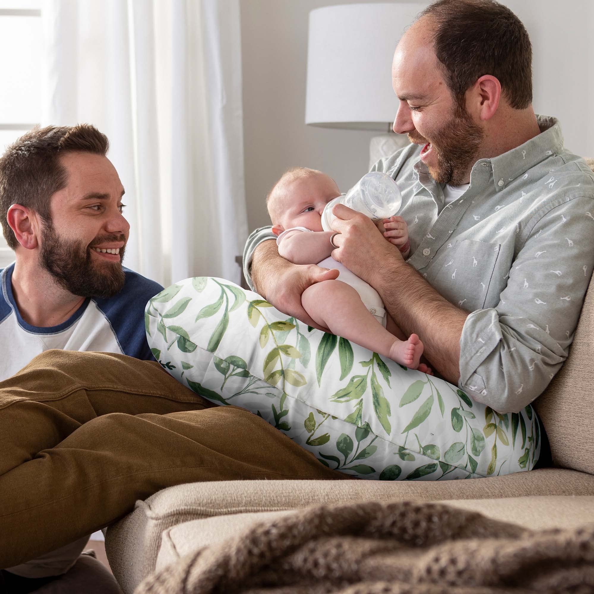 Boppy Original Nursing Pillow, Green Foliage, Ergonomic Nursing Essentials for Bottle and Breastfeeding, Firm Fiber Fill, with Removable Pillow Cover, Machine Washable