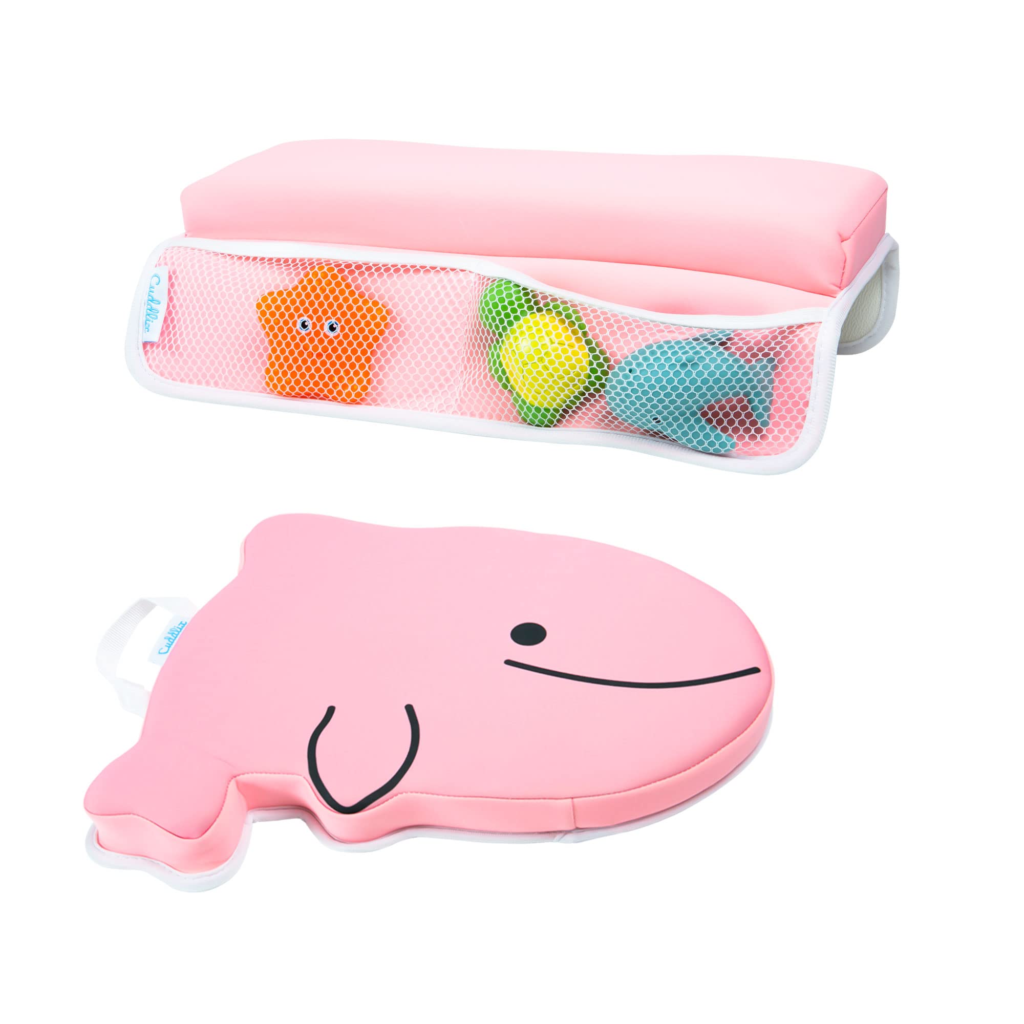 Cuddlix Baby Kneeler and Elbow Rest Pad Set for Baby Bathing Parents, Extra Thick Soft Mat with Organizer Pockets - Painless Kneeling Quick Drying Non-Slip for Newborn, Pastel Pink