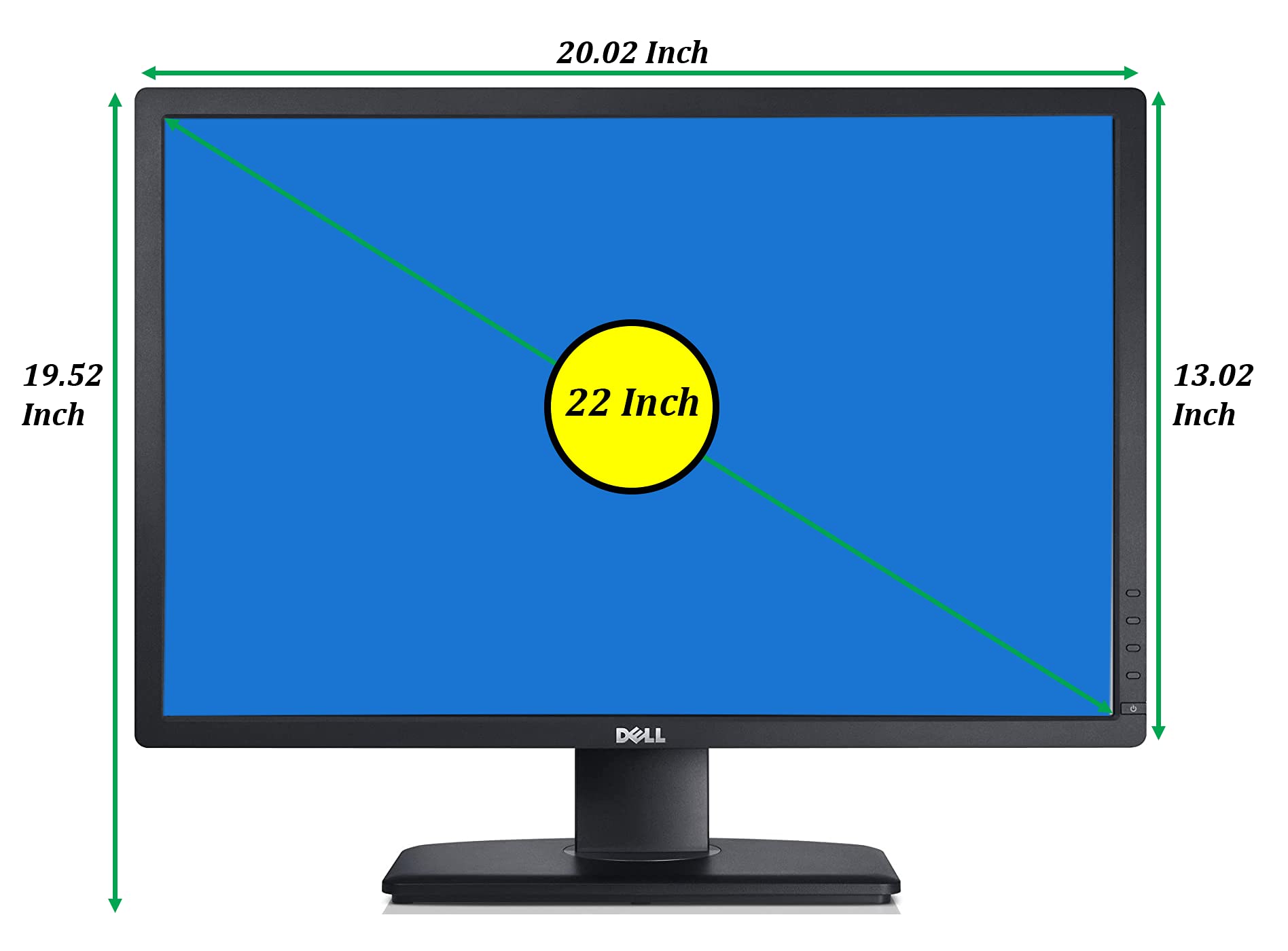 Dell P2213T Anti-Glare LED Backlit 22 Inch Monitor, VGA, Display Port, DVI, 16.7 Million Colors, USB 2.0 Downstream, USB 2.0 Upstream, 5ms Response Time, 60 Hz Refresh Rate (Renewed)