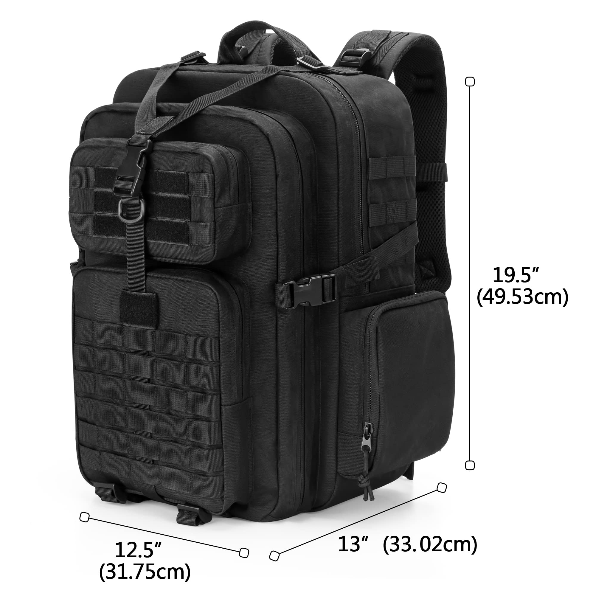 Damero Medical Tactical Backpack, Medical Supplies Bag First Aid Rucksack with Top Y-Strap for Hiking, Trekking Hunting Camping, Black (Bag Only)