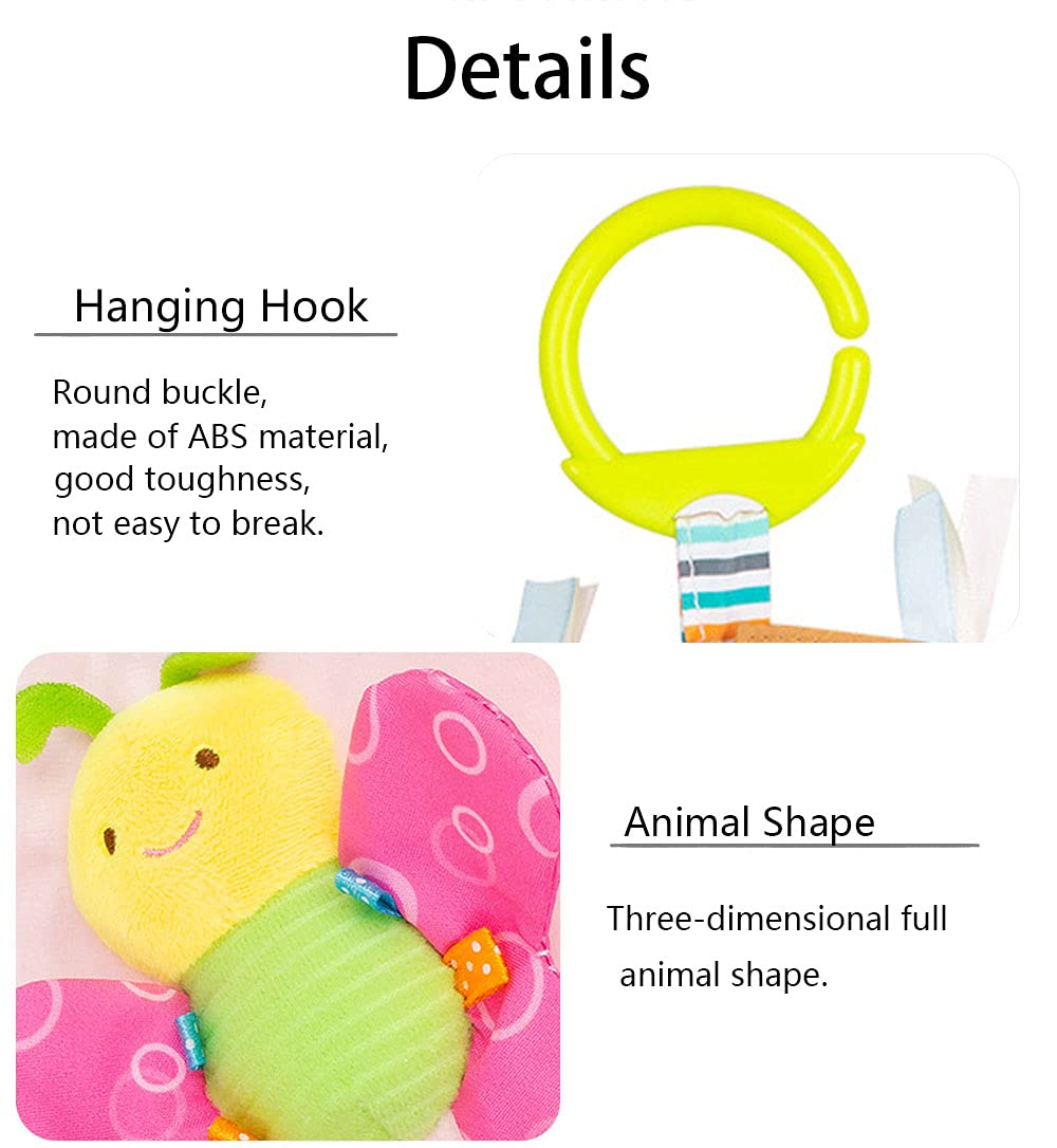 D-KINGCHY Baby CarSeat Stroller Toys, Soft Hanging Rattle Blocks, Thre-Dimensional Cloth Foam Grab Toy, Developmental Infant Toy with Sound, Teether, Mirror for 0-3 Years Old (Sky)