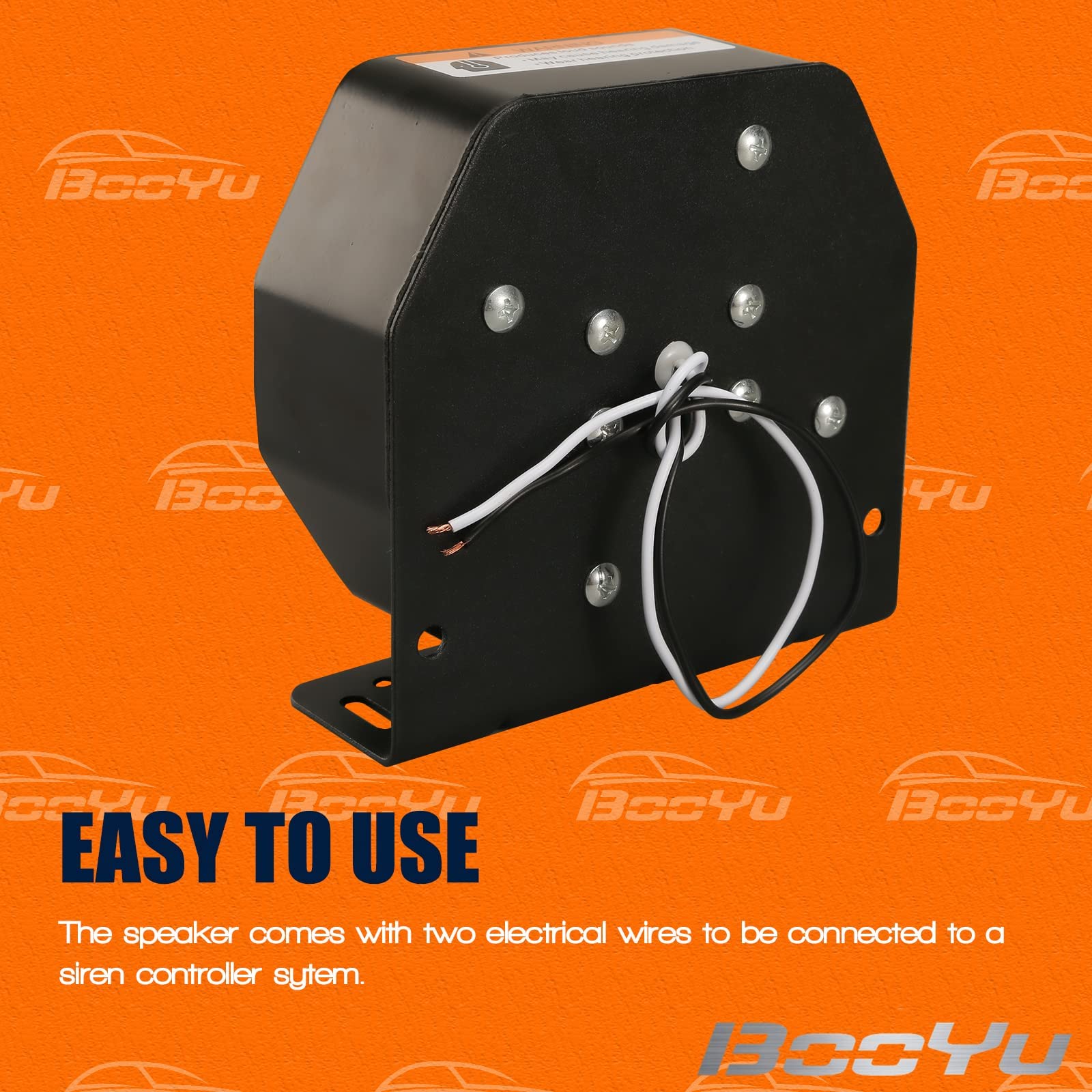 BooYu 200W Compact High-Performance PA Siren Horn Speaker [Ultra Slim] [8 Ohms] [125-135 dB] [IP66 Waterproof] [Capable with Any 100-200 Watt Siren] for Police Car, Ambulance, Fire, Engineer Vehicles