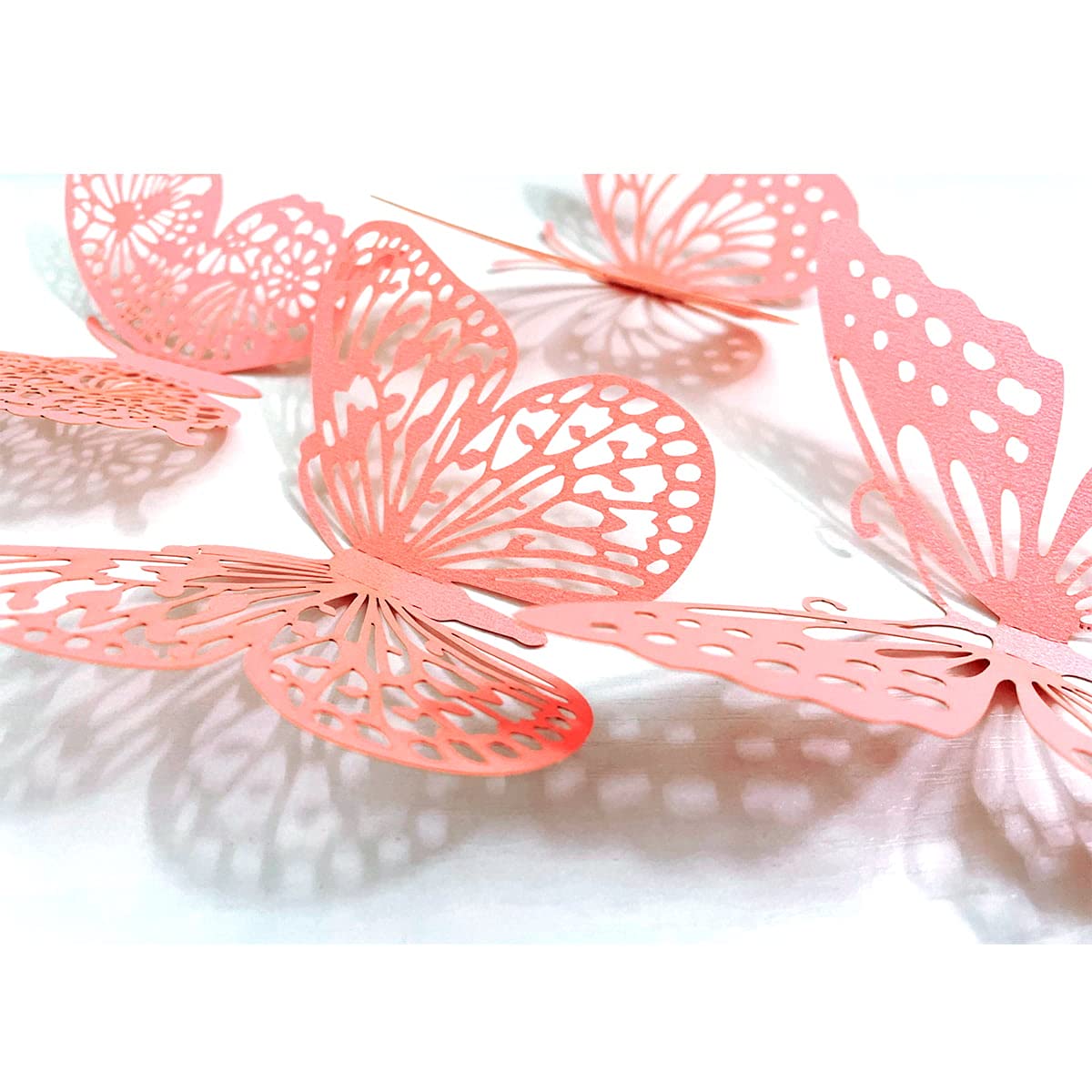 Butterfly Wall Stickers Decorations 3D Butterflies Decals for Girls Room Bedroom Nursery Decor Butterfly Birthday Party Decoration Wedding Cake Decorating 48pcs (Pink)