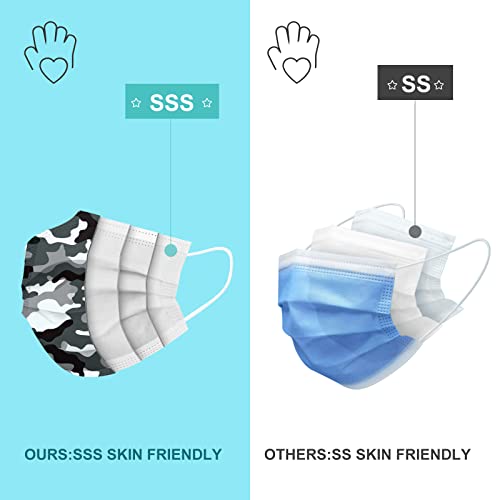 BW BEST WAY 3 Ply 100 Pack Disposable Face Masks Black, Water Electret Meltblown Cloth SSS Skin-friendly SMS Layer Breathable Comfortable Mask for Men Women Adults