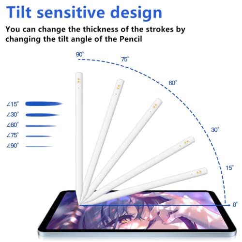 Stylus Pen with Charging Case Palm Rejection Stylus Pen Compatible with Apple iPad Pro 11 & 12.9 inch, iPad 9th/8th/7th/6th Gen, iPad Air 4th/3rd Gen,iPad Mini 6th/5th Gen