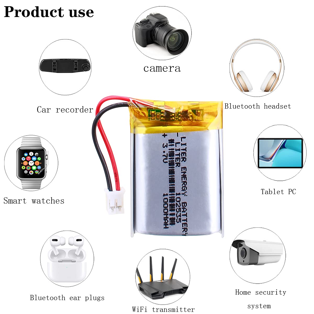 Liter energybattery 3.7V Lipo Battery 1000mAh Rechargeable Lithium ion Polymer Battery 102535 Lithium Polymer ion Battery with JST Connector
