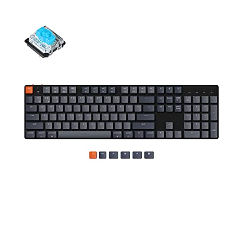 Keychron K5 SE Full Size Layout Ultra-Slim Wireless Bluetooth/Wired USB Mechanical Keyboard with Low-Profile Gateron Blue Switch, 104 Keys White LED Backlit Computer Keyboard for Mac and Windows