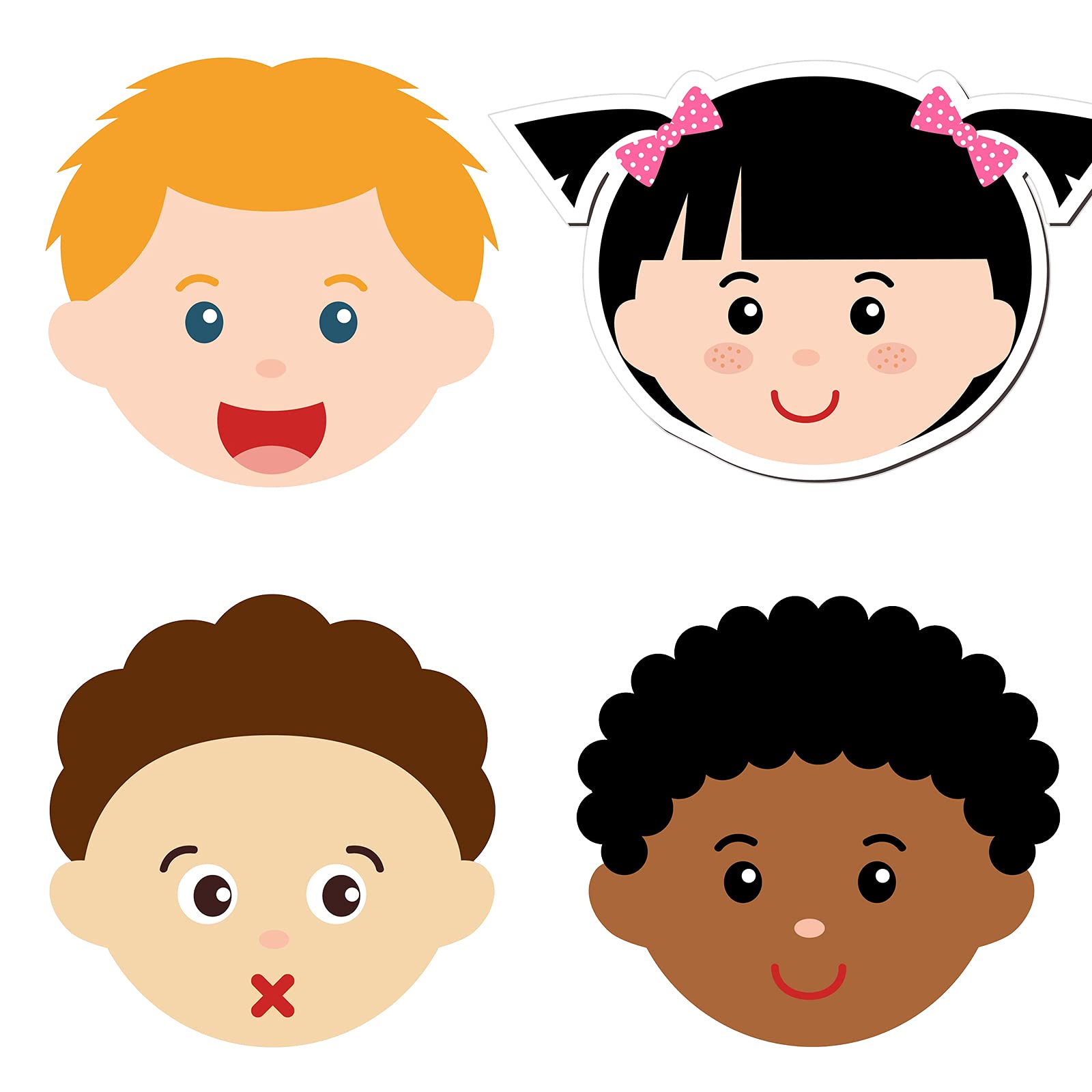 Containlol 100 Pcs Multicultural Faces People Cutouts 5.5 Inch Creative Cut Outs Blank People Shaped Paper Dolls Figures for Kids Crafts Project Early Childhood Education Multicultural Decoration