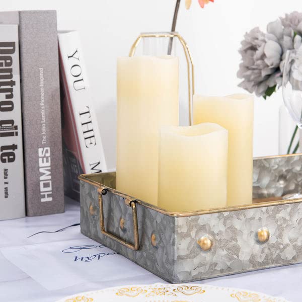 Efavormart 19"x9.5" Galvanized Metal and Wooden Decorative Serving Tray with Handle for Wedding Banquet Party Decoration