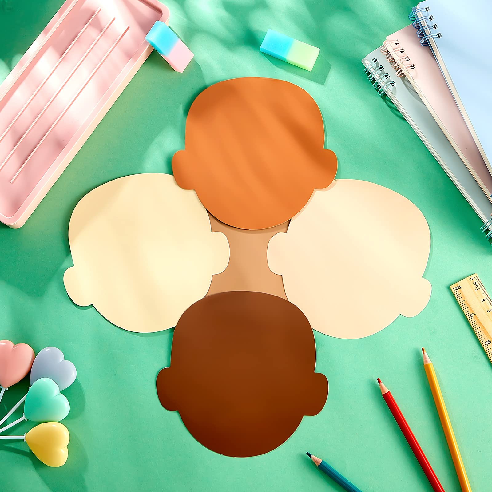 Containlol 100 Pcs Multicultural Faces People Cutouts 5.5 Inch Creative Cut Outs Blank People Shaped Paper Dolls Figures for Kids Crafts Project Early Childhood Education Multicultural Decoration